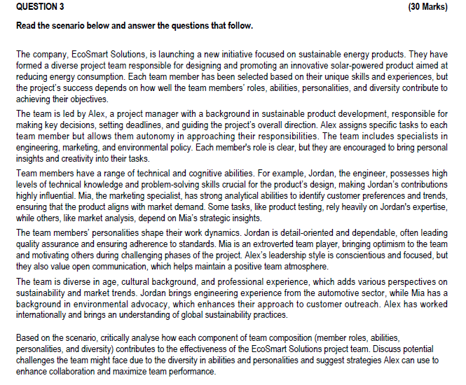 Solved QUESTION 3(30 ﻿Marks)Read the scenario below and | Chegg.com