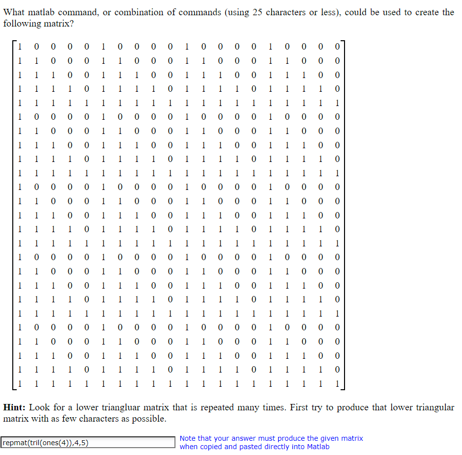Solved What matlab command, or combination of commands | Chegg.com