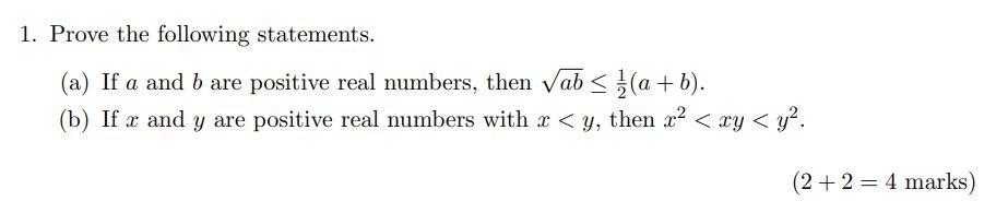 Solved 1. Prove the following statements. (a) If a and b are | Chegg.com