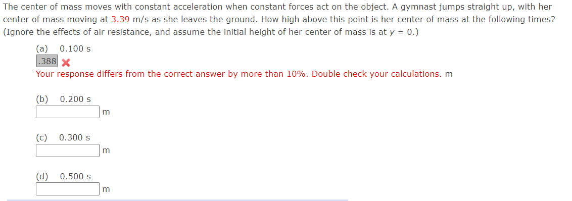 Solved The Center Of Mass Moves With Constant Acceleration