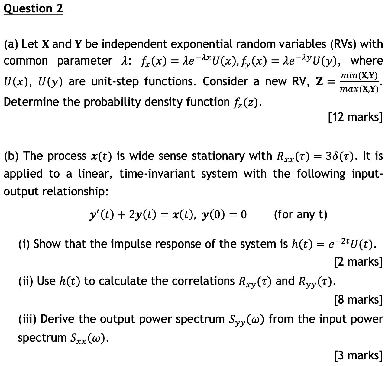 Solved (a) Let 𝐗 and 𝐘 be independent exponential random | Chegg.com