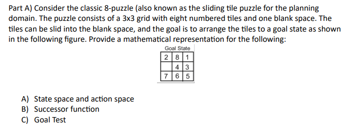 Solved Part A) Consider the classic 8-puzzle (also known as | Chegg.com