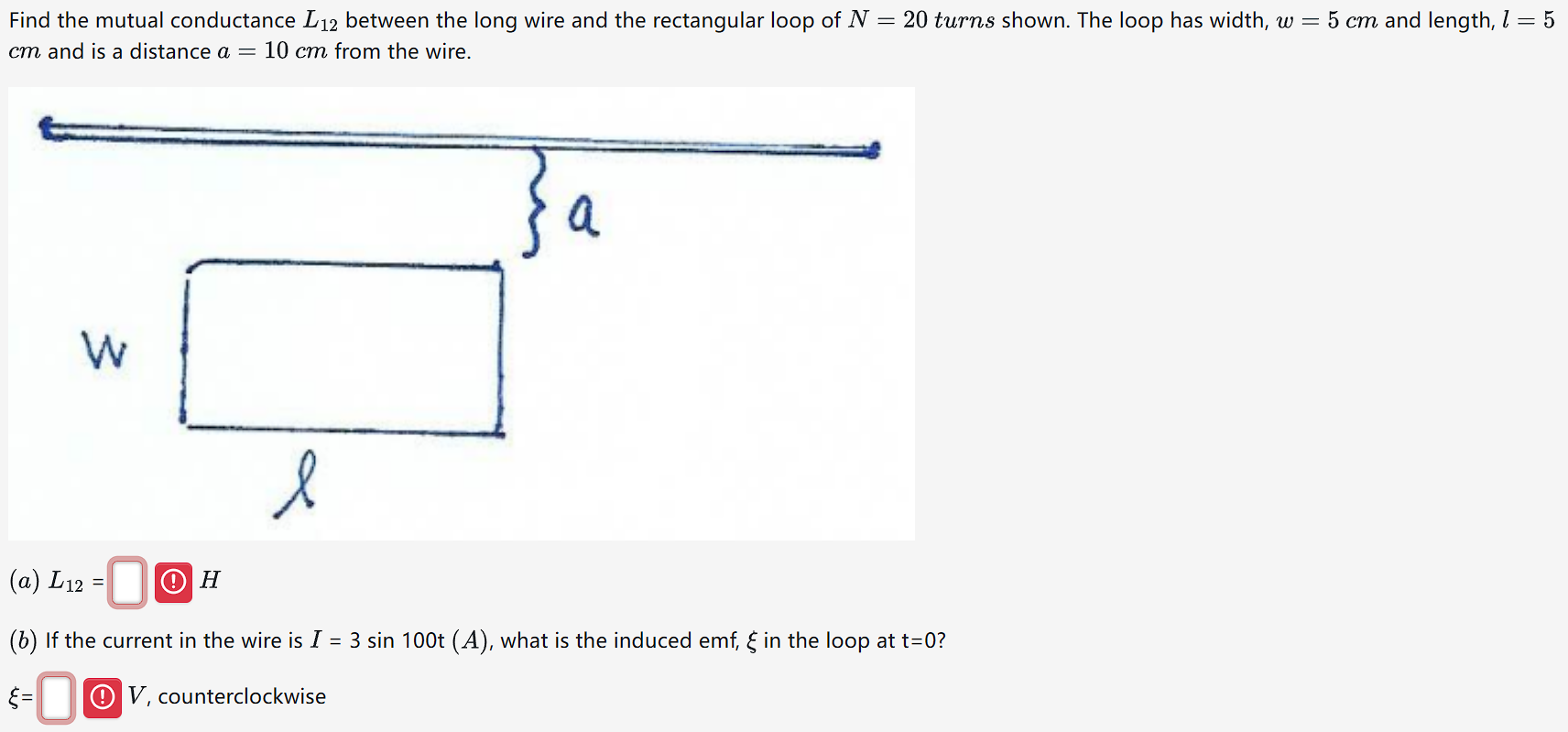 Solved Find the mutual conductance L_(12) ﻿between the long | Chegg.com