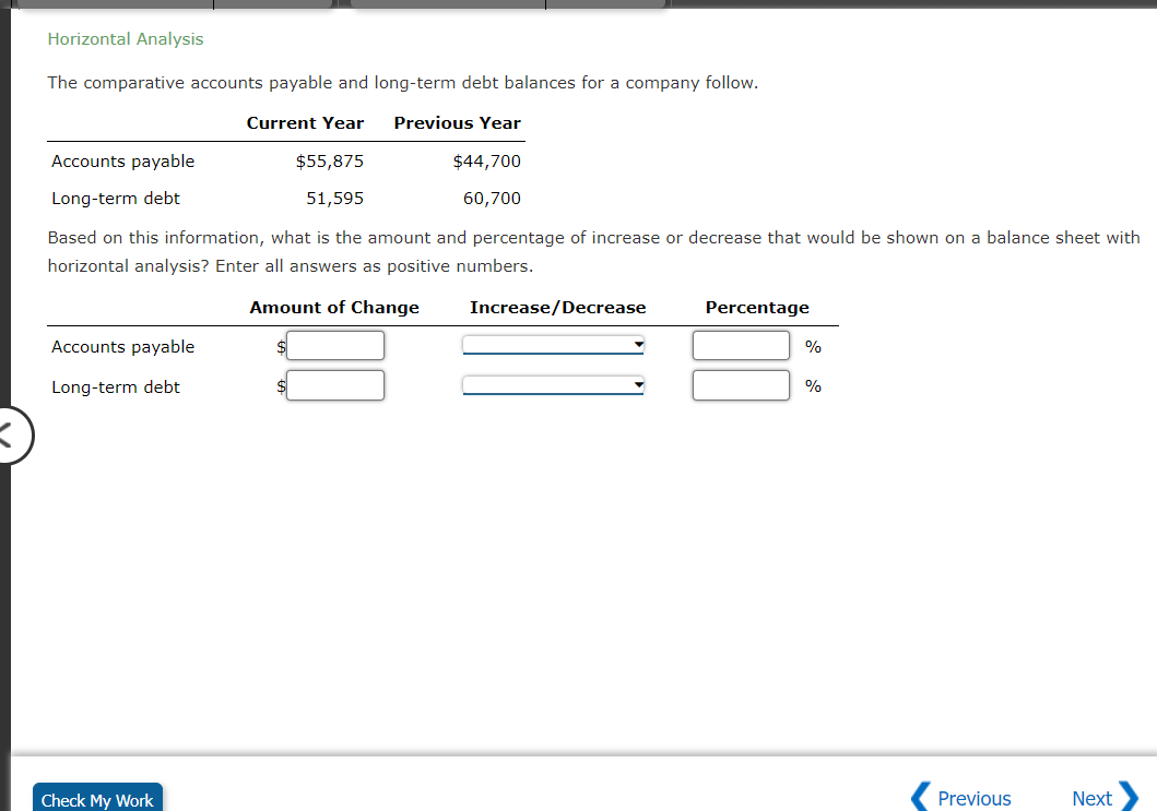 Solved Horizontal Analysis The comparative accounts payable | Chegg.com