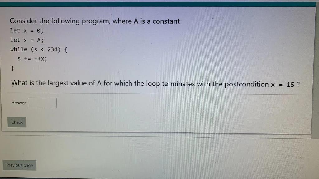Solved Consider the following program, where A is a constant | Chegg.com