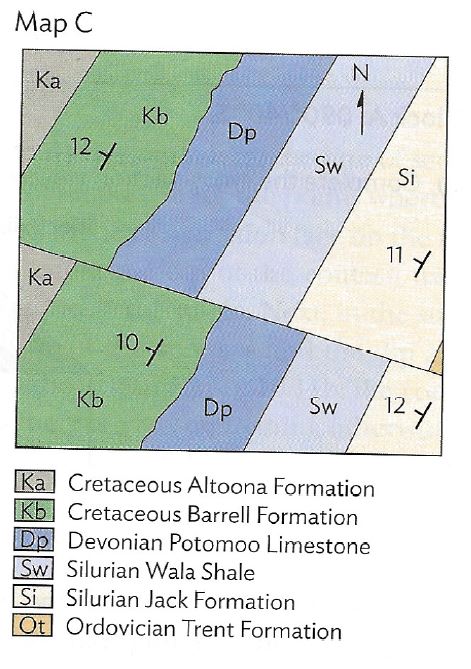 Solved Above is a geologic map of various deformed strata. | Chegg.com