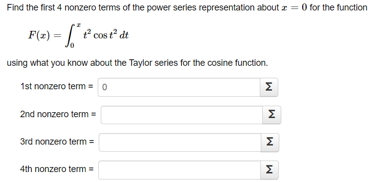 Solved Find the first 4 nonzero terms of the power series | Chegg.com