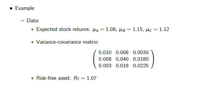 ExampleData:Expected stock returns: | Chegg.com