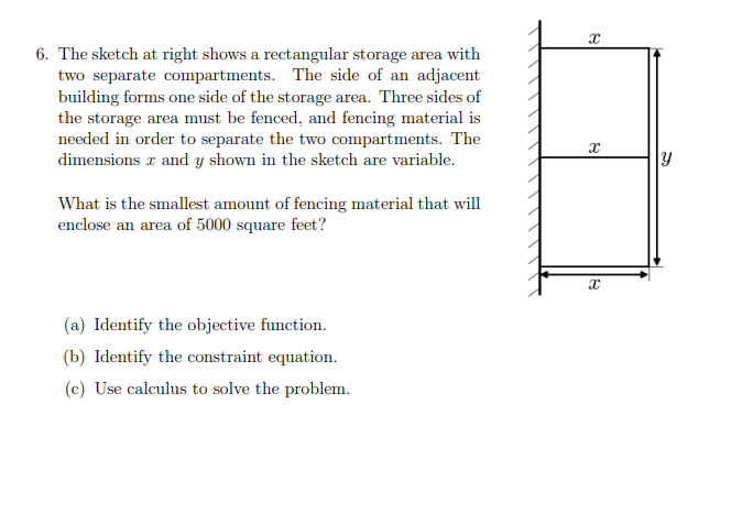 Solved 6. The sketch at right shows a rectangular storage | Chegg.com