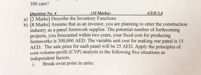 Solved 300 cars? Question No. 4 (10 Marks)- -CL0 3,4 a) [2 | Chegg.com