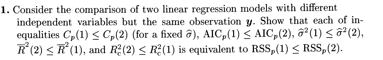 Solved 1. Consider the comparison of two linear regression | Chegg.com