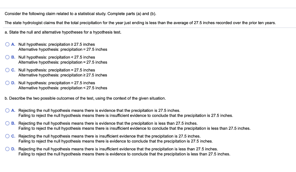 Solved Consider the following claim related to a statistical | Chegg.com