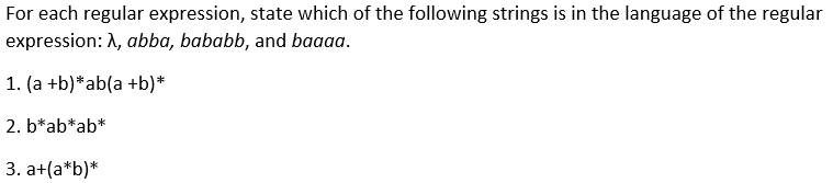 Solved For Each Regular Expression State Which Of The 