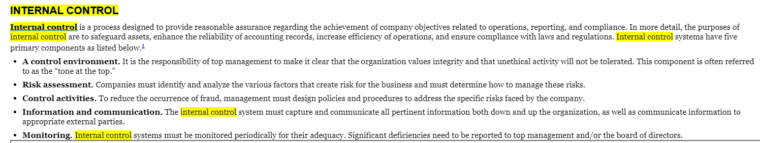 Chapter 7. Learning Objective 1 Internal Control- | Chegg.com