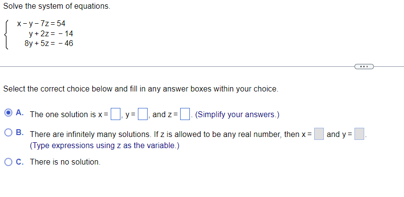 Solved Solve the system of | Chegg.com