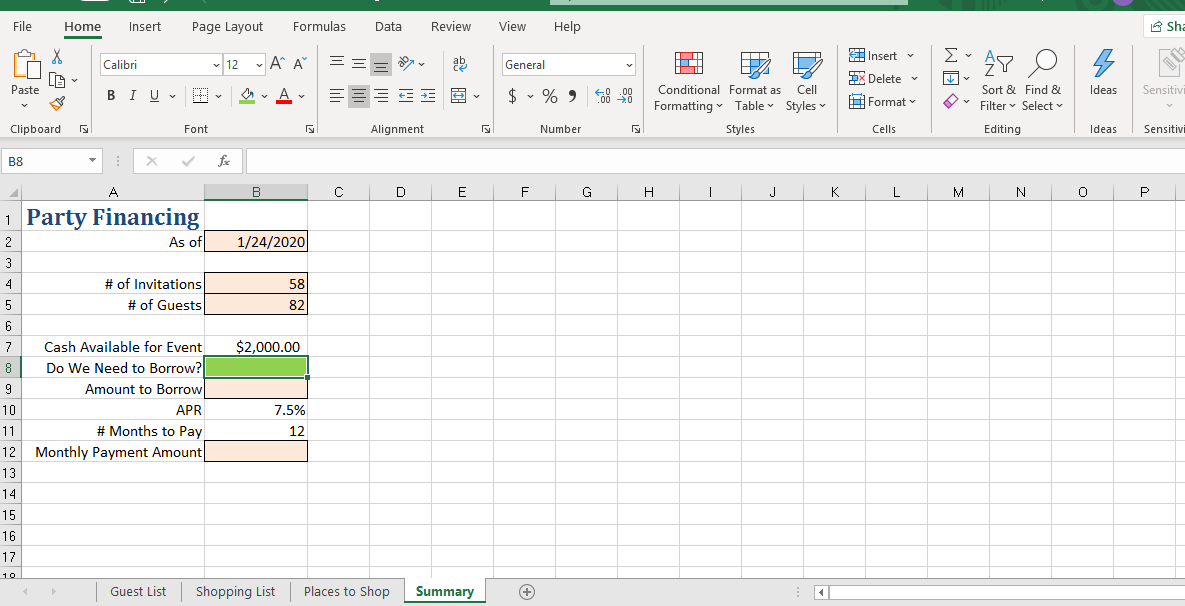 (Solved) : Excel Formulas Would Use Calculate Problems Cell B8 Summary ... (Solved) : Excel Formulas Would Use Calculate Problems Cell B8 Summary ...