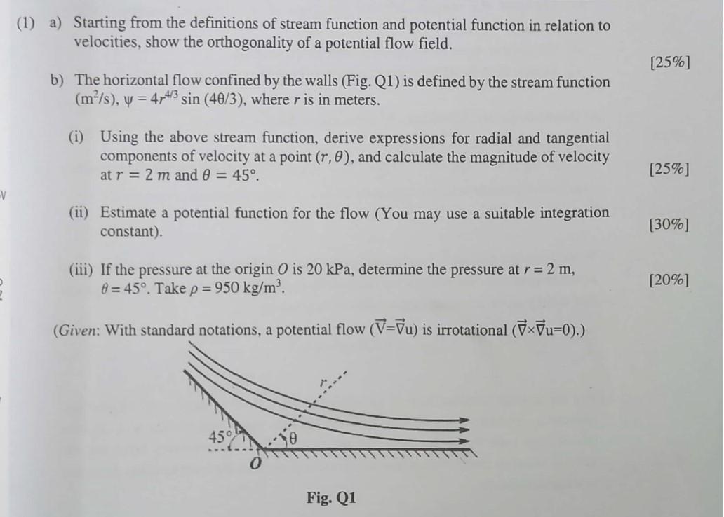 1) a) Starting from the definitions of stream | Chegg.com