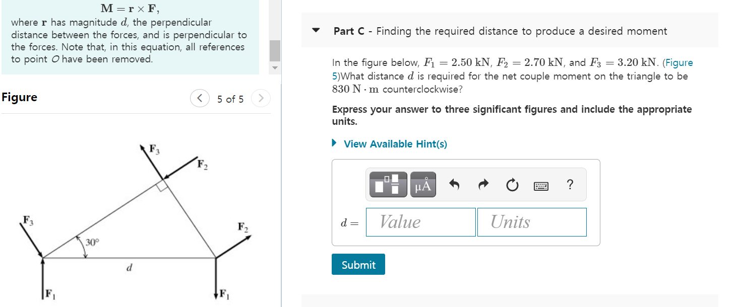 Solved M=rxF, where r has magnitude d, the perpendicular | Chegg.com