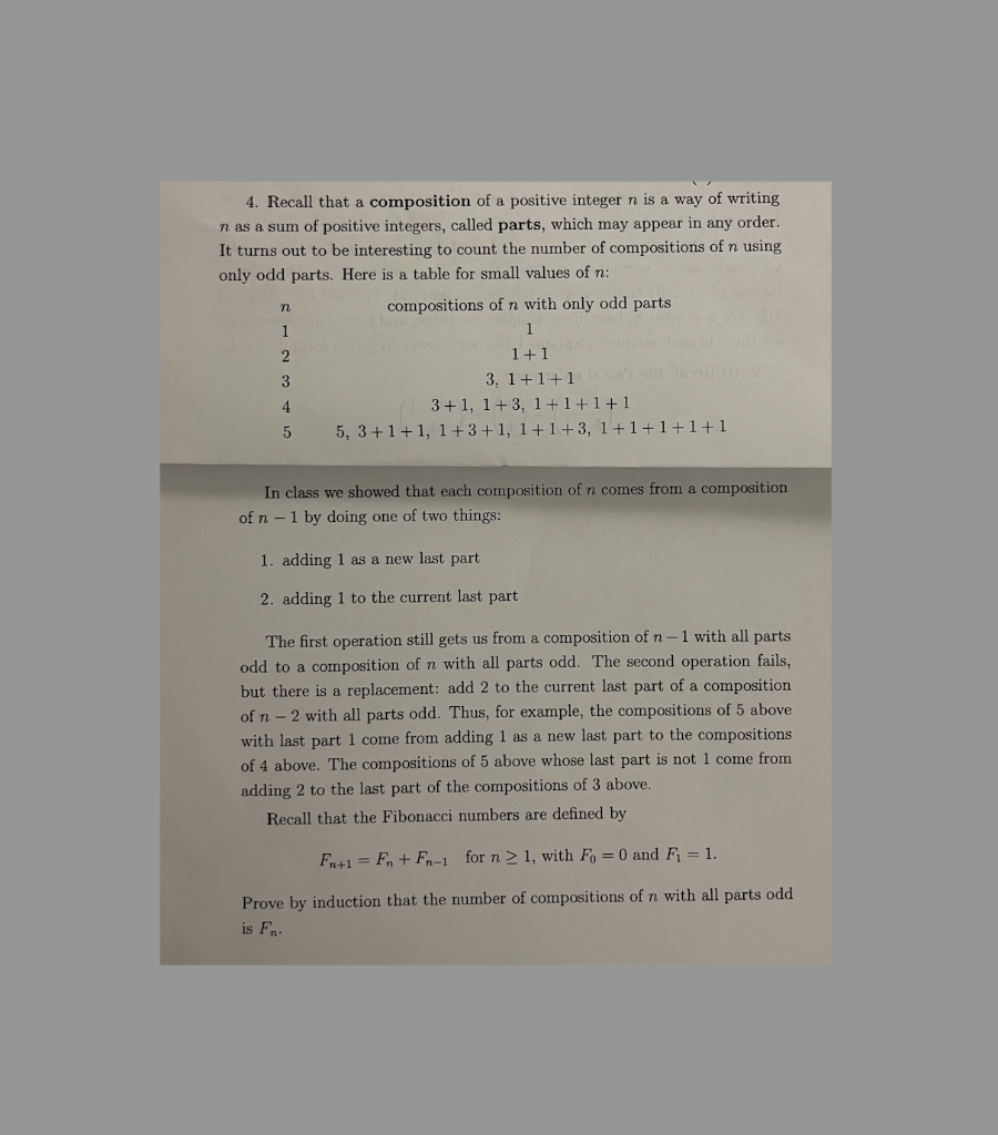 Solved n 4. Recall that a composition of a positive integer | Chegg.com