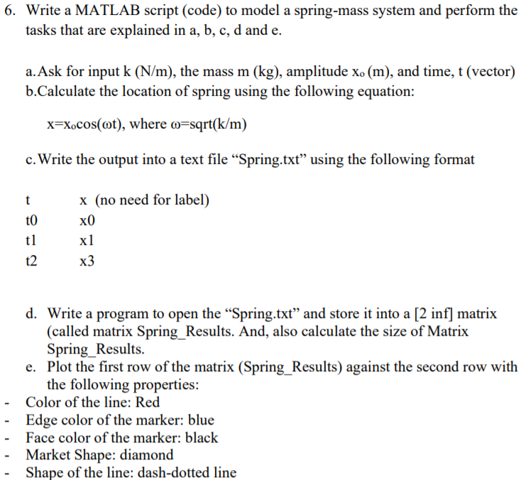 Solved 6 Write A Matlab Script Code To Model A 0355