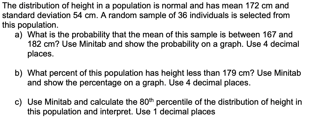 Solved The distribution of height in a population is normal | Chegg.com