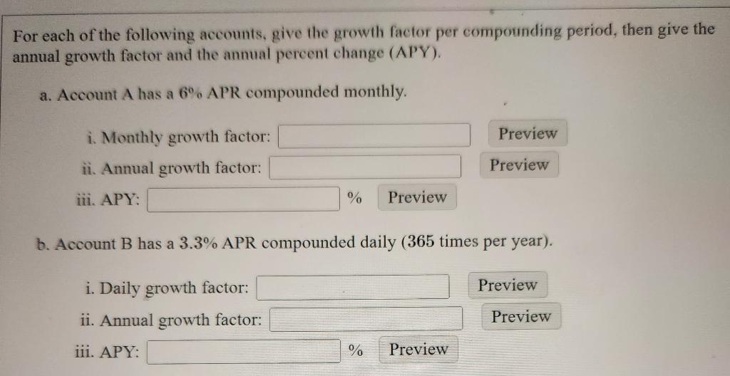 Solved For each of the following accounts, give the growth | Chegg.com