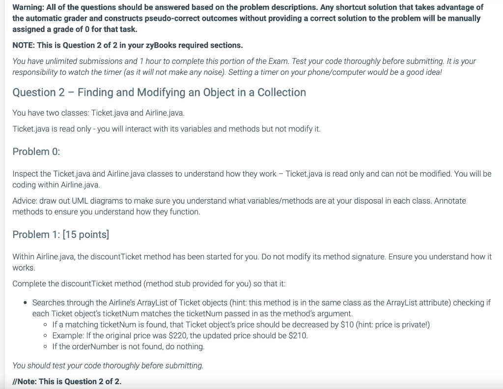 Solved Please help Quick!! In Java please Ticket: | Chegg.com