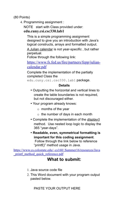 Solved CSC330 Fall 2019 09/04/2019 DUE: LAB / HW #1 Java: | Chegg.com