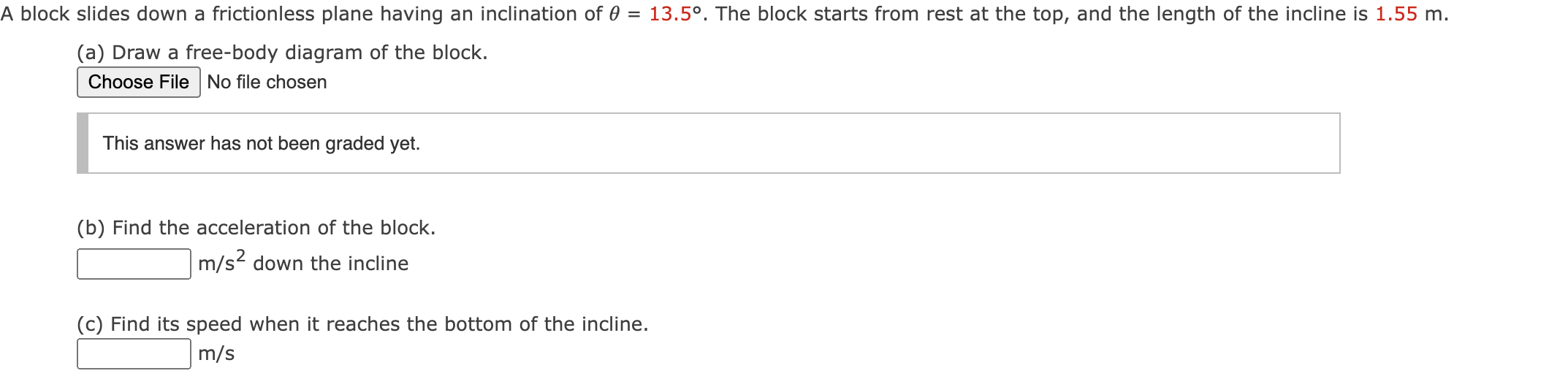 Solved block slides down a frictionless plane having an | Chegg.com