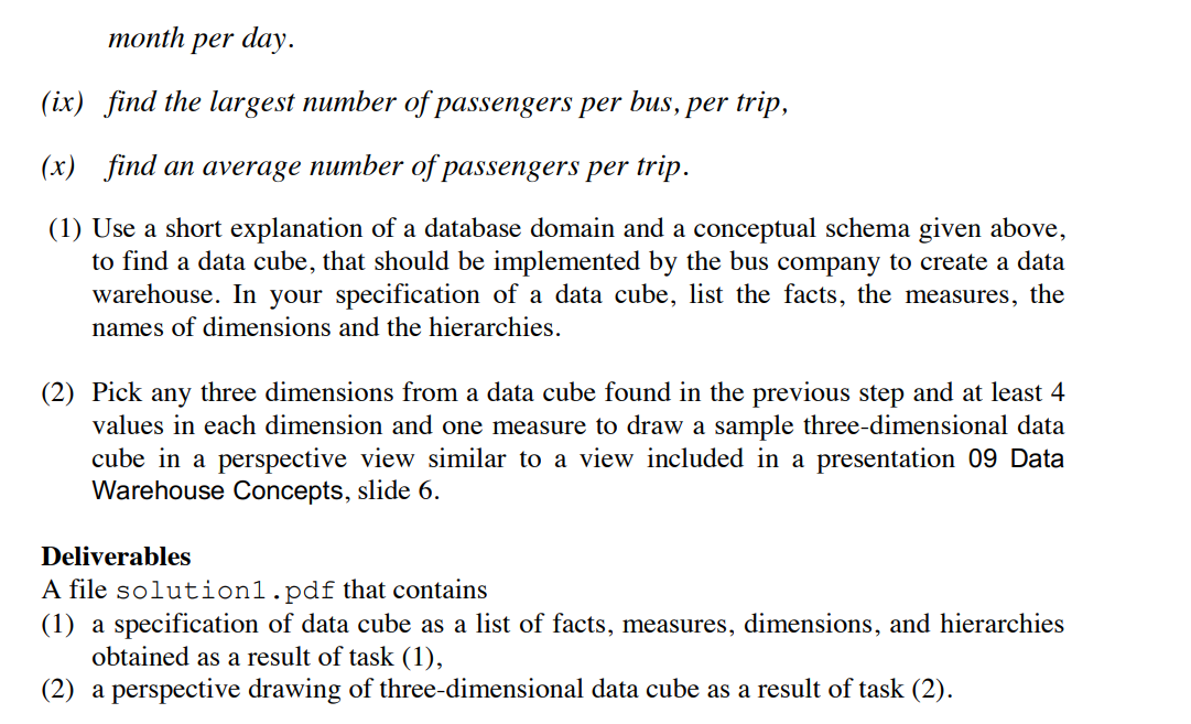 Solved Task 1 (6 marks) Intuitive design of a data cube from | Chegg.com