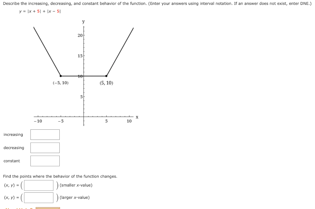 Solved Describe the increasing, decreasing, and constant | Chegg.com