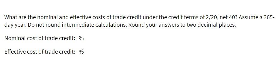 Solved What are the nominal and effective costs of trade | Chegg.com