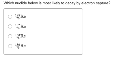 Solved Which nuclide below is most likely to decay by | Chegg.com