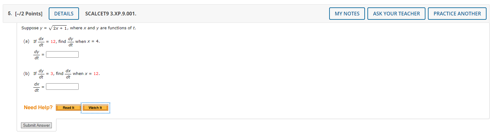 Solved Suppose y=2x+1, where x and y are functions of t. (a) | Chegg.com