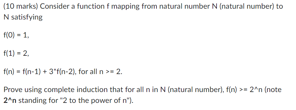 Solved (10 marks) Consider a function f mapping from natural | Chegg.com