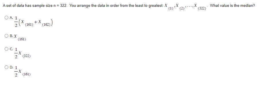 Solved A set of data has sample size n = 322. You arrange | Chegg.com