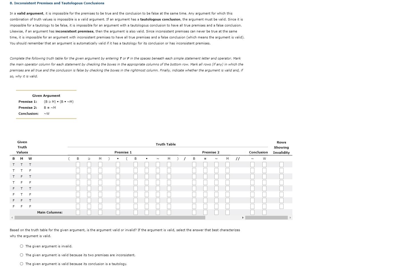 Solved 9. Truth Tables and Validity - Abstract Application | Chegg.com