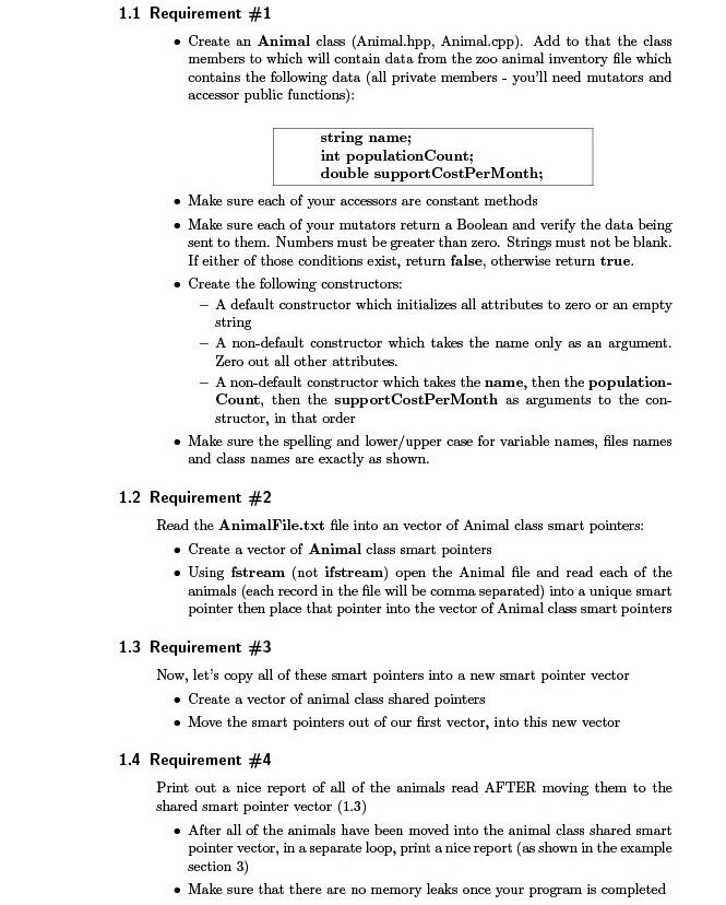 Solved C++, must use smart Pointers. DO NOT USE REGULAR | Chegg.com Solved C++, must use smart Pointers. DO NOT USE REGULAR | Chegg.com