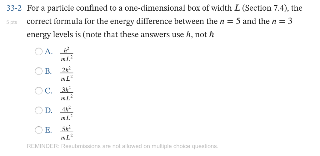 Solved 33-2 For a particle confined to a one-dimensional box | Chegg.com