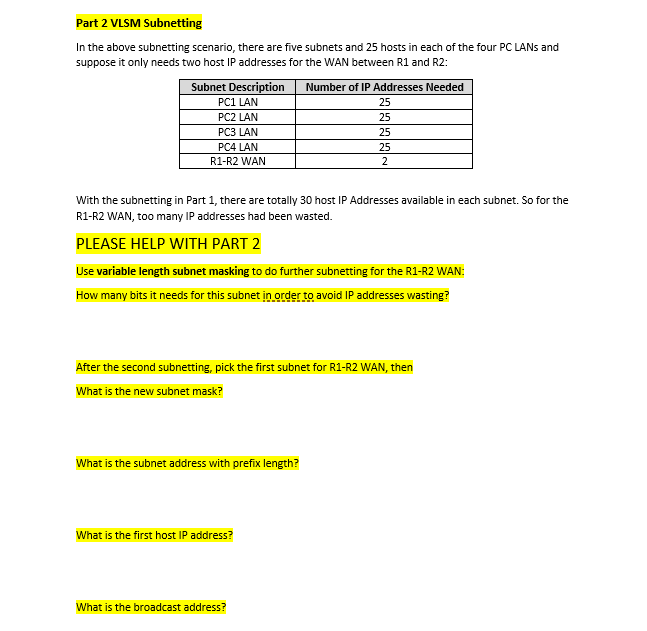 Subnet Number 0 First Usable Host Address | Chegg.com