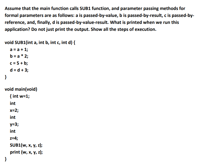 Assume that the main function calls SUB1 function, | Chegg.com