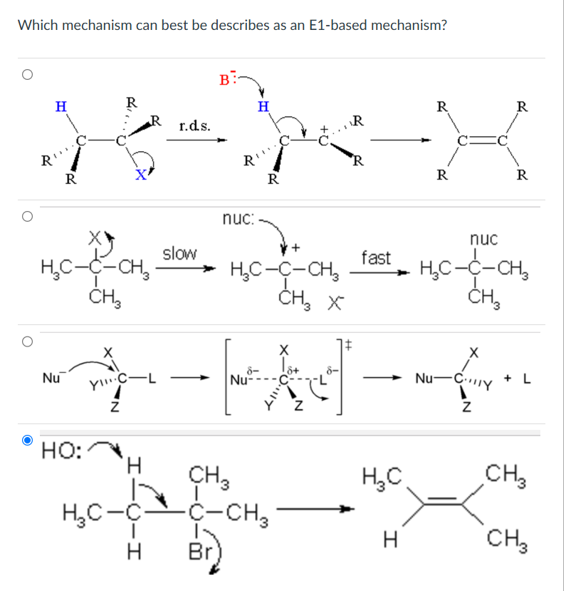 Solved Which mechanism can best be described as an E1-based | Chegg.com