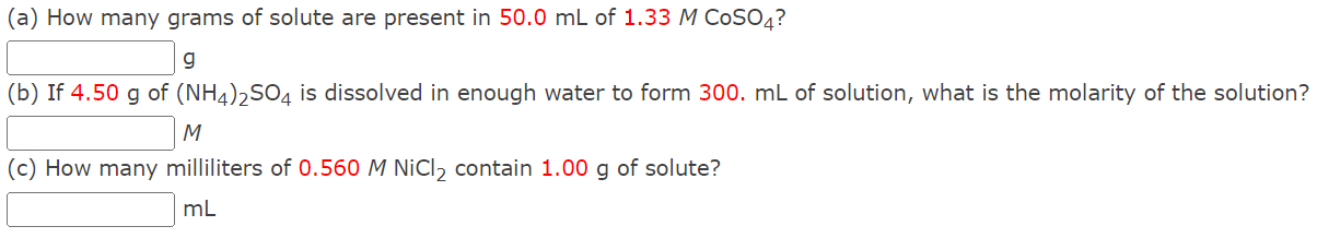 Solved (a) How many grams of solute are present in 50.0 mL | Chegg.com