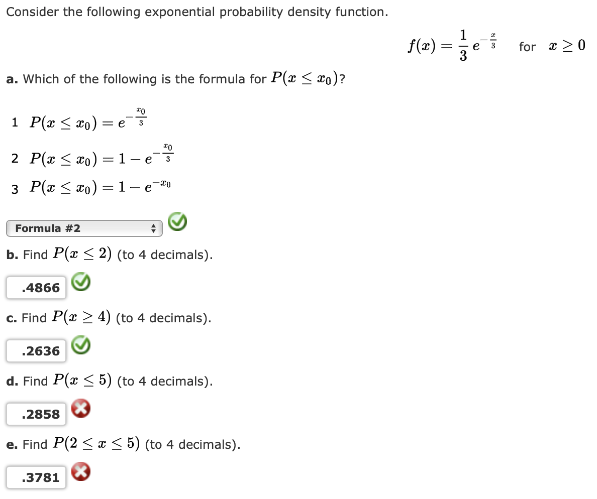 Solved Consider the following exponential probability | Chegg.com