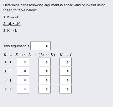 Solved Determine argument valid or invalid and T or F for | Chegg.com