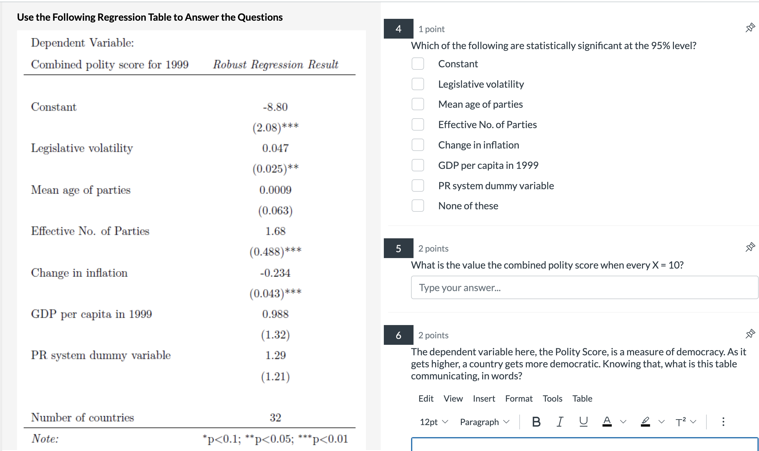 Solved Comprehension Check Reading Regression Tables 1 1
