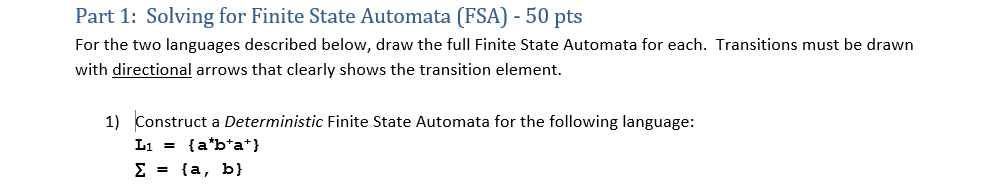 Solved Part 1: Solving for Finite State Automata (FSA) - 50 | Chegg.com
