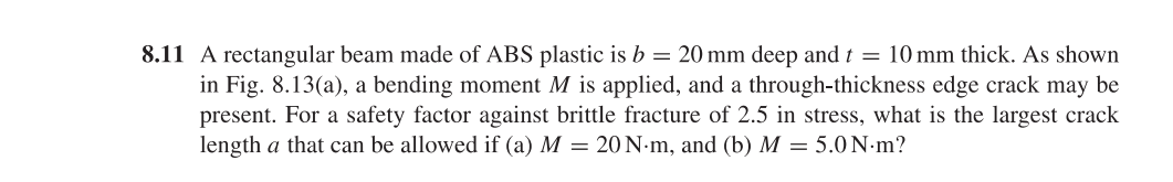 Solved 8.11 A rectangular beam made of ABS plastic is b = 20 | Chegg.com