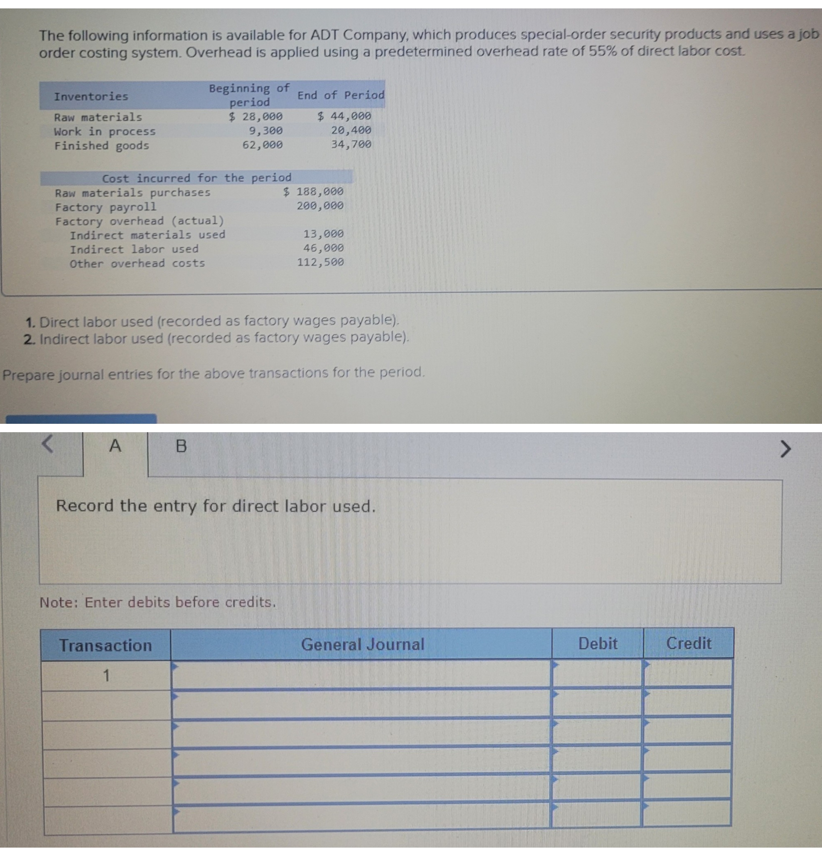 Solved The following information is available for ADT | Chegg.com