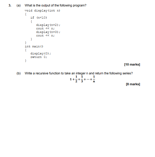 Solved (a) What is the output of the following program? void | Chegg.com